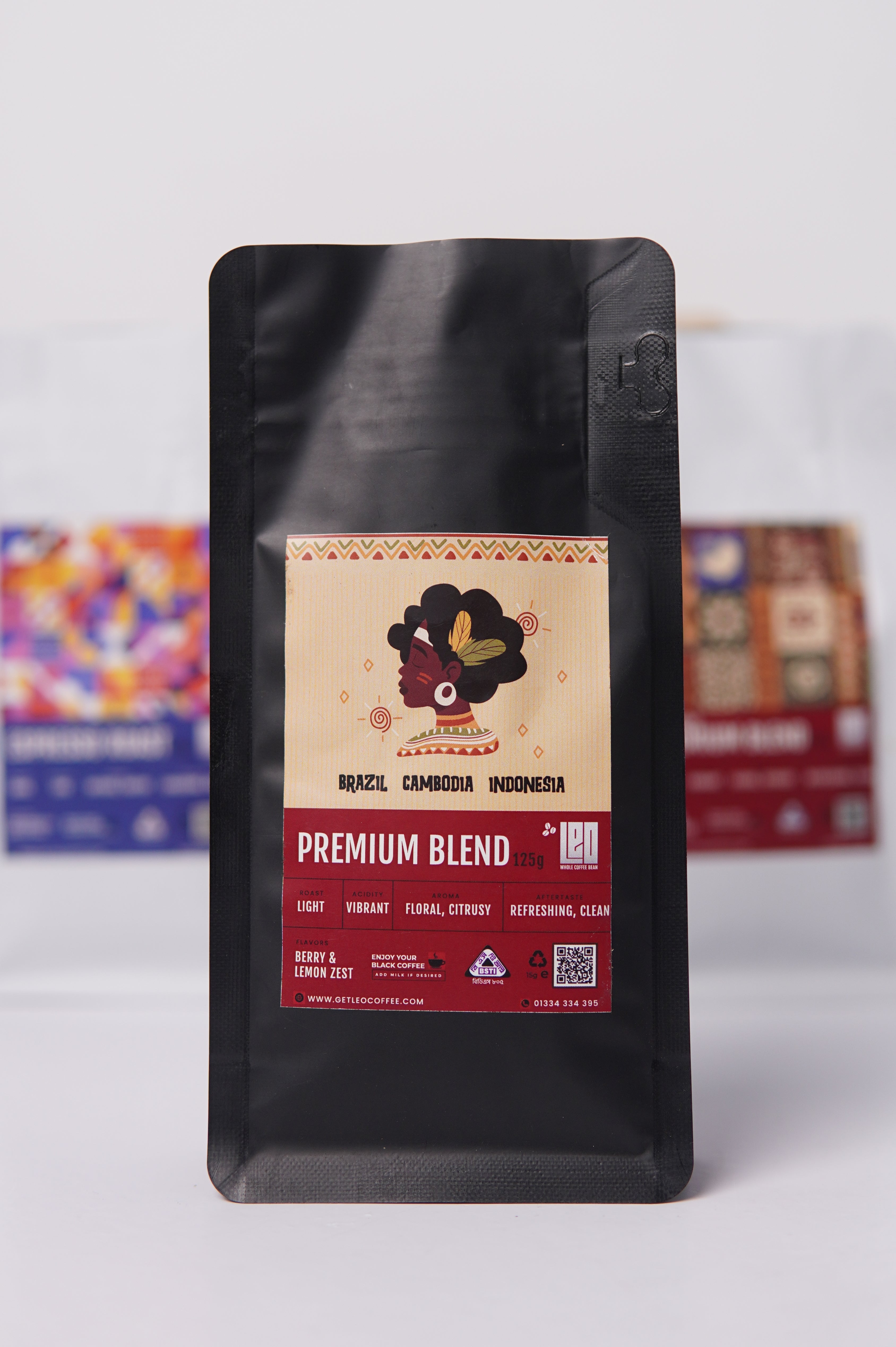 Premium Blend Brazil, Cambodia, Indonesia Ground Coffee (125g) – LEO Coffee